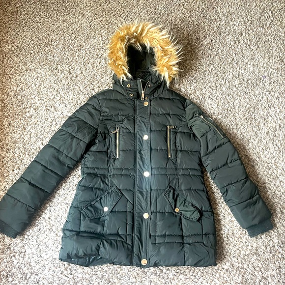 Guess | Jackets & Coats | Guess Olive Green Coat With Removable Hood ...